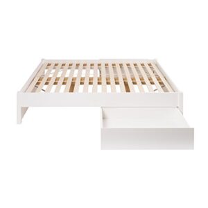 Prepac Select Queen 4-Post Raised Platform 2-Drawer Storage Bed, Modern Queen Storage Bed with Drawers 83" D x 63" W x 16" H, White, WBSQ-1302-3K