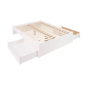 Prepac Select Queen 4-Post Raised Platform 2-Drawer Storage Bed, Modern Queen Storage Bed with Drawers 83" D x 63" W x 16" H, White, WBSQ-1302-3K