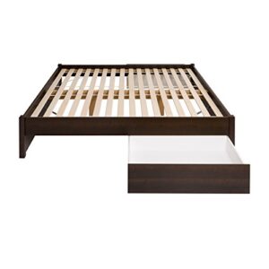 Prepac Select King 4-Post Raised Platform 2-Drawer Storage Bed, Modern King Storage Bed with Drawers 83" D x 79" W x 16" H, Espresso, EBSK-1302-3K