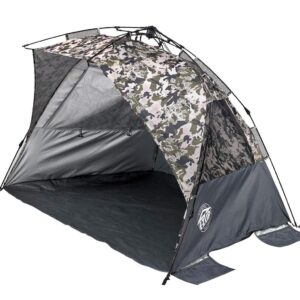 E-Z UP Wedge Portable Beach Tent, 51"x51" Entrance with 3 Roll-Up Windows and Storage Pocket, Camo Spring