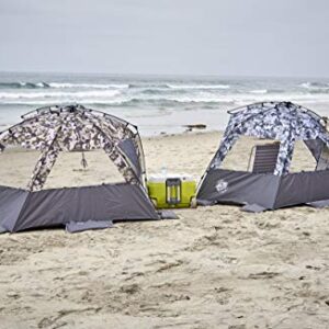 E-Z UP Wedge Portable Beach Tent, 51"x51" Entrance with 3 Roll-Up Windows and Storage Pocket, Camo Spring