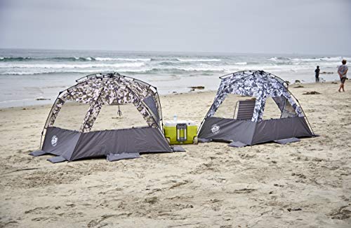 E-Z UP Wedge Portable Beach Tent, 51"x51" Entrance with 3 Roll-Up Windows and Storage Pocket, Camo Spring