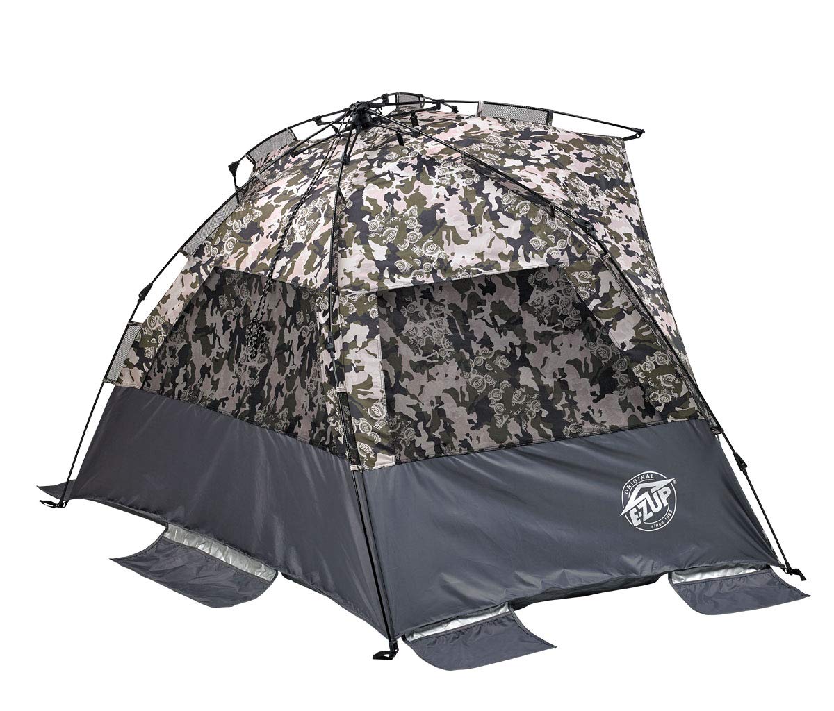 E-Z UP Wedge Portable Beach Tent, 51"x51" Entrance with 3 Roll-Up Windows and Storage Pocket, Camo Spring