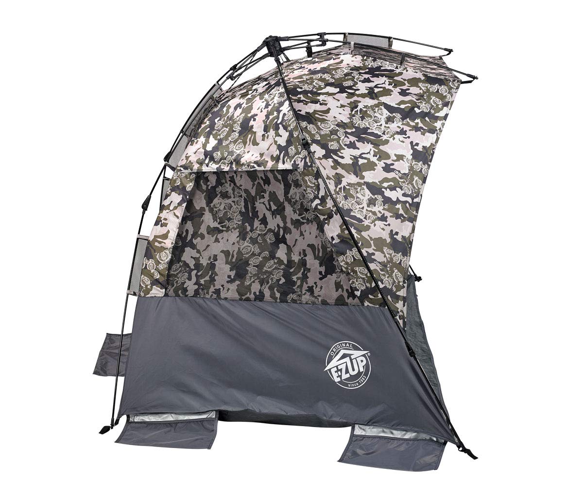 E-Z UP Wedge Portable Beach Tent, 51"x51" Entrance with 3 Roll-Up Windows and Storage Pocket, Camo Spring