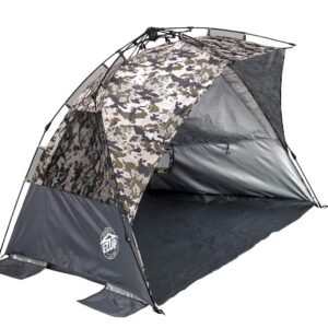 E-Z UP Wedge Portable Beach Tent, 51"x51" Entrance with 3 Roll-Up Windows and Storage Pocket, Camo Spring