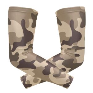 alaza camouflage brown cooling arm sleeves cover uv sun protection for men women running golf cycling arm warmer sleeves 1 pair