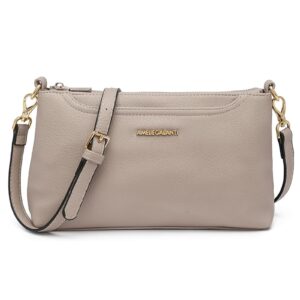 amelie galanti small medium size crossbody bag purse for women,leather shoulder handbag with adjustable strap (beige)