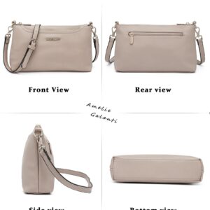 AMELIE GALANTI Small Medium Size Crossbody Bag purse for Women,leather Shoulder handbag with Adjustable Strap (beige)