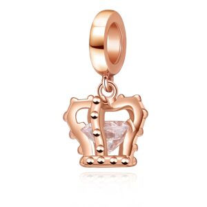 tiara dangle charms 925 sterling silver princess crown beads with cz for european bracelet (rose gold)