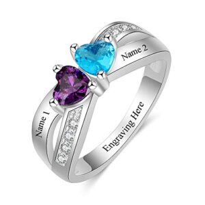 personalized 2 simulated birthstone rings for women mothers ring with names custom promise rings for women