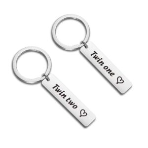 gzrlyf twins keychain twin one twin two keychain set twins gifts for twins sister twin brother gift