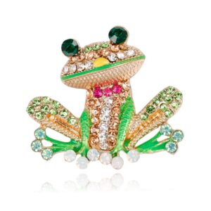 comelyjewel frog brooch pins for women men, enamel rhinestone colorful