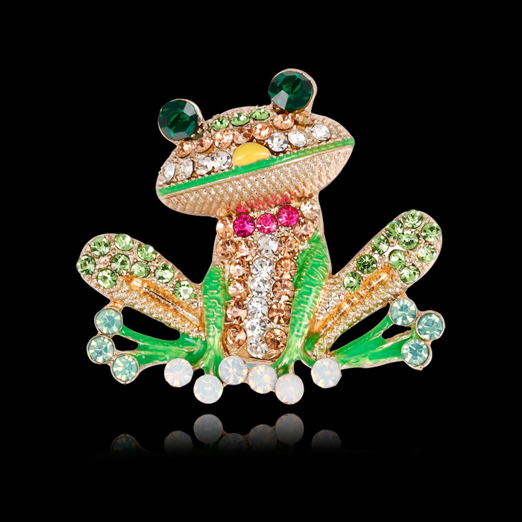 Comelyjewel Frog Brooch Pins for Women Men, Enamel Rhinestone Colorful