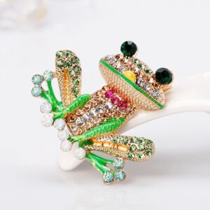 Comelyjewel Frog Brooch Pins for Women Men, Enamel Rhinestone Colorful