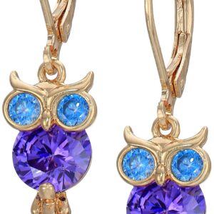 Betsey Johnson CZ Owl Drop Earrings