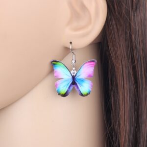 Bonsny Drop Dangle Floral Butterfly Earrings Fashion Insect Jewelry For Women Gift