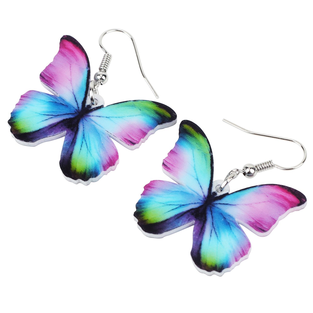 Bonsny Drop Dangle Floral Butterfly Earrings Fashion Insect Jewelry For Women Gift