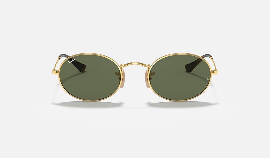 Ray-Ban RB3547N OVAL 001 51M Gold/Green Sunglasses For Men For Women + BUNDLE with Designer iWear Eyewear Kit