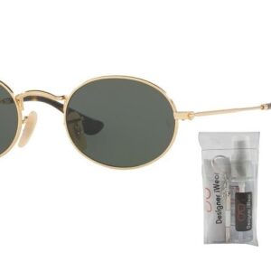 Ray-Ban RB3547N OVAL 001 51M Gold/Green Sunglasses For Men For Women + BUNDLE with Designer iWear Eyewear Kit