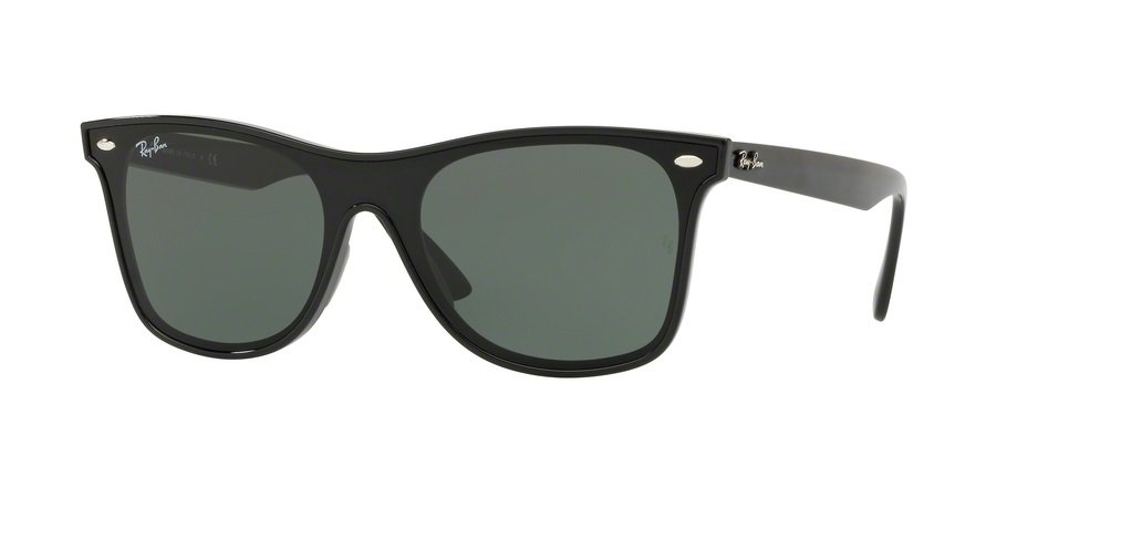 Ray-Ban RB4440N BLAZE CLUBMASTER 601/71 41M Black/Green, Black/Green, Size 41 mm