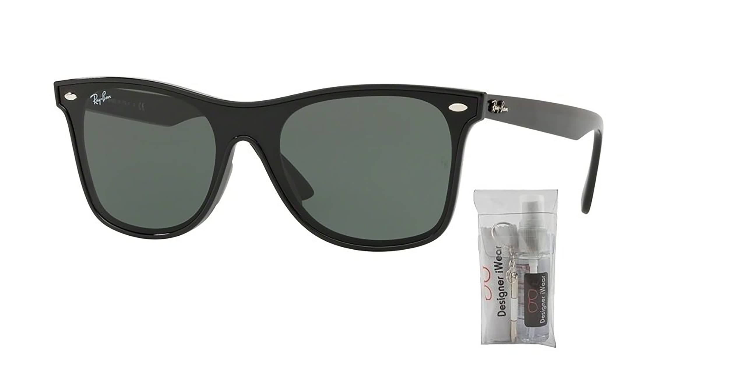 Ray-Ban RB4440N BLAZE CLUBMASTER 601/71 41M Black/Green, Black/Green, Size 41 mm