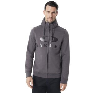 oakley men's bark fz hoodie, forged iron, l