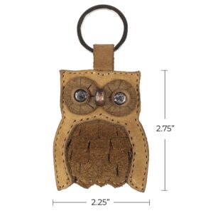 Hide & Drink Critter Keychain Rustic Leather Animal Key Ring Holder Handmade Hoot Owl