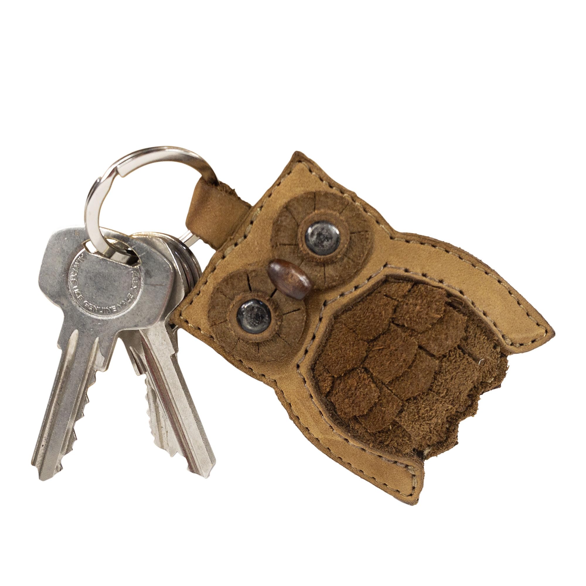 Hide & Drink Critter Keychain Rustic Leather Animal Key Ring Holder Handmade Hoot Owl