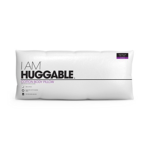 I AM A Huggable Body Pillow (54" x 20") - Hypoallergenic/Firm Support/Full Body Support/100% Cotton/White, (96563)