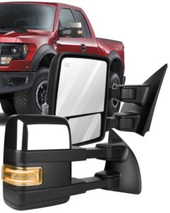 eccpp f150 towing mirrors, a pair of exterior automotive mirrors fit 2004-2014 for ford for f-150 with auxiliary/puddle lights signal indicator and power operation heated chrome housing