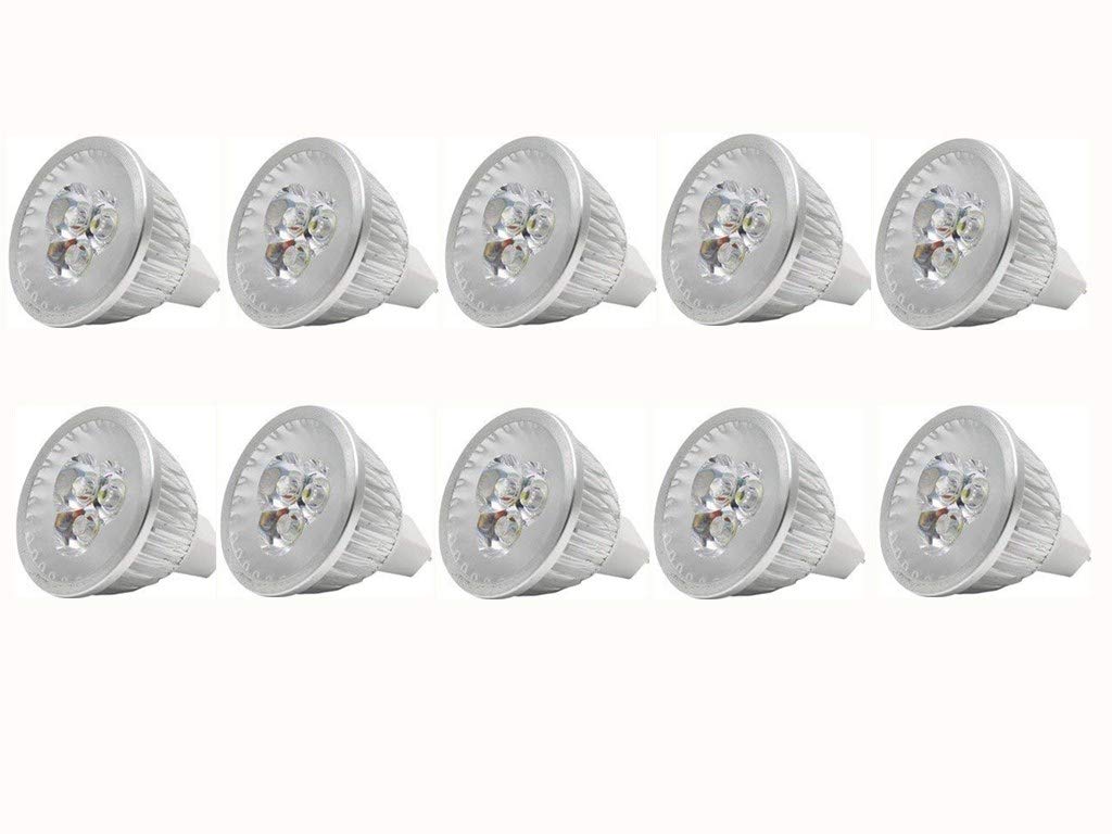 MR16 LED Bulbs MR16 3W LED Cool White Light Bulbs GU5.3 MR16 LED Bulbs 12V 3 Watt LED Spotlight Bulbs for Landscape Recessed Track Lighting,20W Halogen Equivalent,Pack of 10