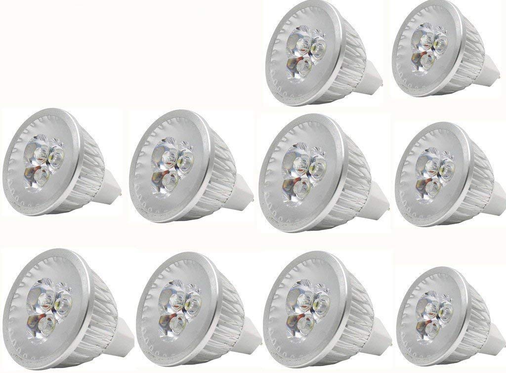 MR16 LED Bulbs MR16 3W LED Cool White Light Bulbs GU5.3 MR16 LED Bulbs 12V 3 Watt LED Spotlight Bulbs for Landscape Recessed Track Lighting,20W Halogen Equivalent,Pack of 10