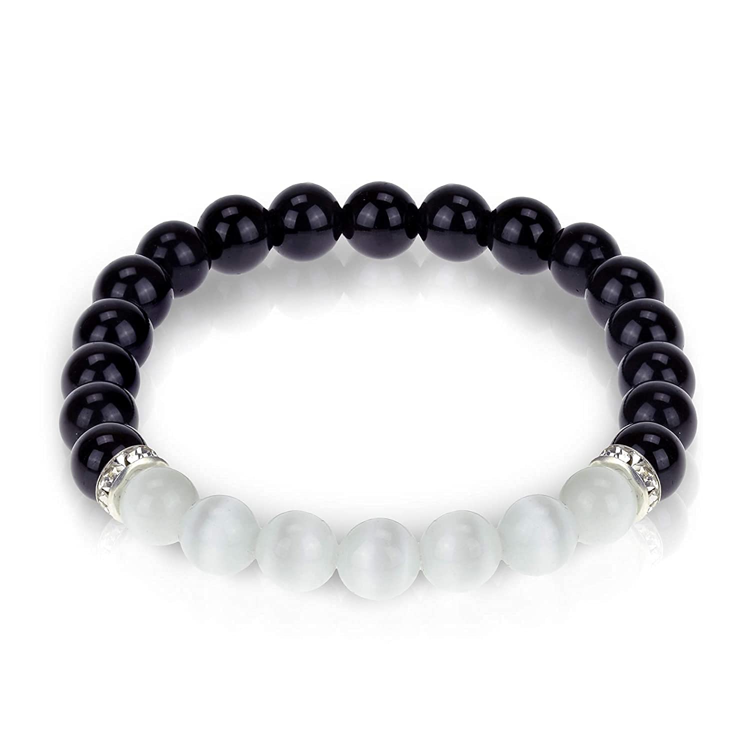 Natural Black Obsidian Crystal Bracelet - Chakra Healing Selenite Agate for Energy Balancing