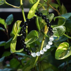 Natural Black Obsidian Crystal Bracelet - Chakra Healing Selenite Agate for Energy Balancing