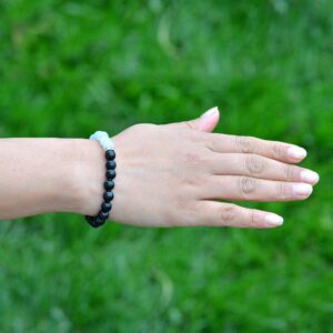 Natural Black Obsidian Crystal Bracelet - Chakra Healing Selenite Agate for Energy Balancing