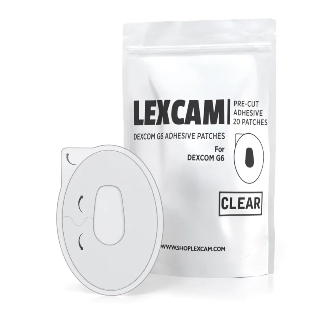 Dexcom G6 Adhesive Patches, Pack of 20, Lexcam Waterproof CGM Overpatch, Color Clear, Sensor is NOT Included