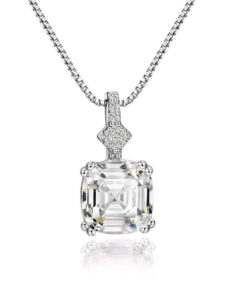 michooyel s925 2ct cubic zirconia asscher cut women's pendant necklace sterling silver gemstone necklace for women