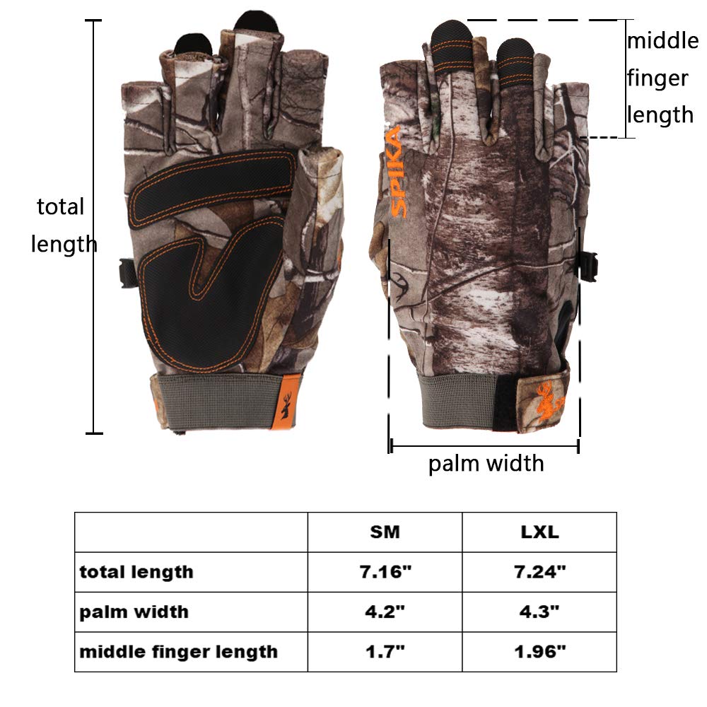 SPIKA Camouflage Hunting Fingerless Gloves,Tactical Half Finger Glove for Hunting Driving Padding Climbing S-M