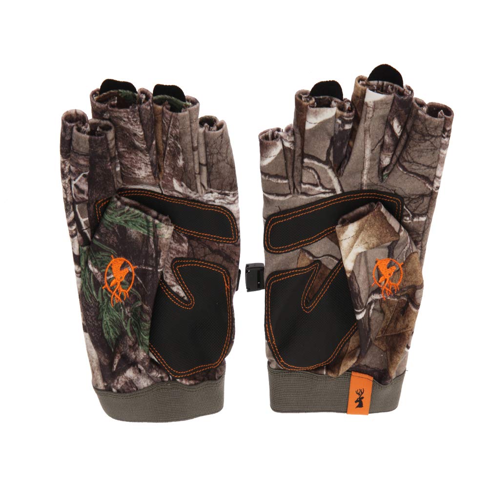 SPIKA Camouflage Hunting Fingerless Gloves,Tactical Half Finger Glove for Hunting Driving Padding Climbing S-M