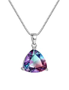 mystic topaz pendant necklace sterling silver rainbow stone trillion cut gemstone fine jewelry for women