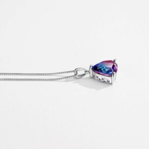 Mystic Topaz Pendant Necklace Sterling Silver Rainbow Stone Trillion Cut Gemstone Fine Jewelry For Women