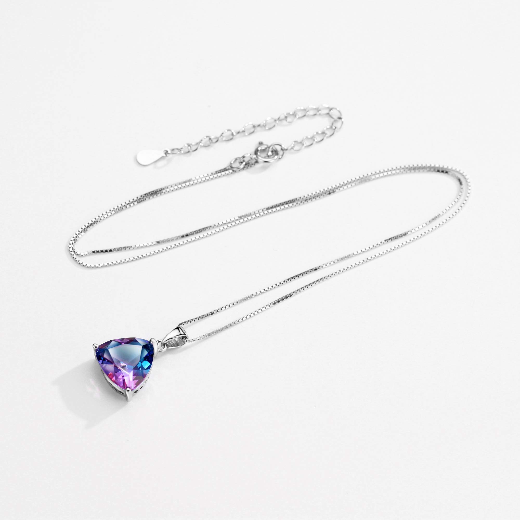 Mystic Topaz Pendant Necklace Sterling Silver Rainbow Stone Trillion Cut Gemstone Fine Jewelry For Women