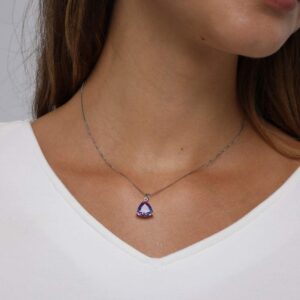 Mystic Topaz Pendant Necklace Sterling Silver Rainbow Stone Trillion Cut Gemstone Fine Jewelry For Women