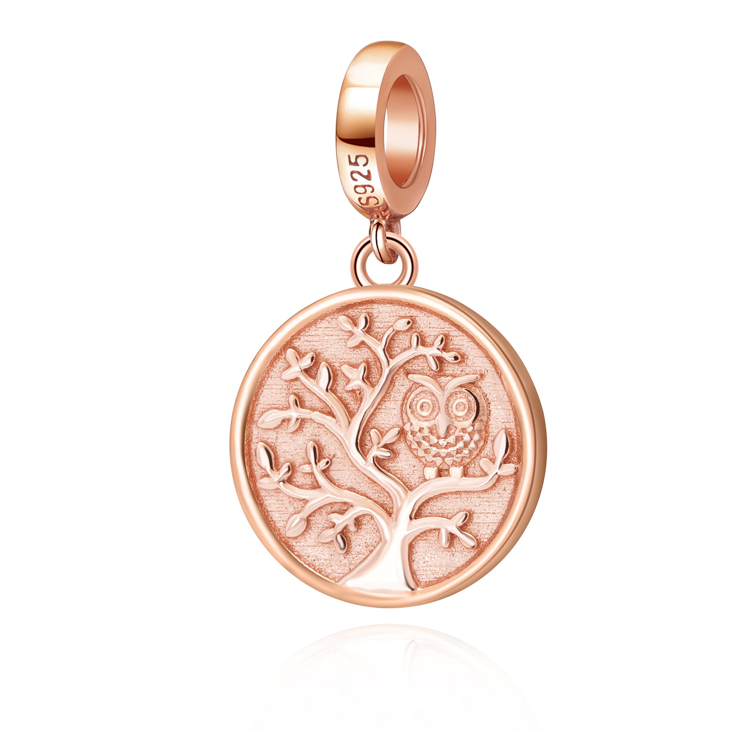 PAIYUAN Rose Gold Zodiac Sign Charms 925 Sterling Silver Constellation Dangle Charm for European Bracelet (Pisces)