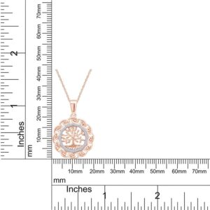 AFFY Celtic Knot Tree Life Pendant Necklace in 14k Rose Gold Over Sterling Silver Round Cut White Cubic Zirconia