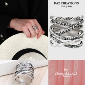 Paz Creations 925 Sterling Silver Highway Ring For Women, Everyday Wear Accessory, Wrapped Spiral Design, Bold Statement Jewelry, Gifts For Her, Size 10