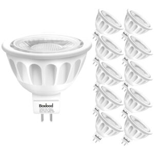 10pack mr16 led light bulbs, ac/dc12 volt led spotlight bulb, gu5.3 bi-pin base, 5 watt(50 watt equivalent), non dimmable, 3000 kelvin warm white, 40 degree narrow beam angle by boxlood