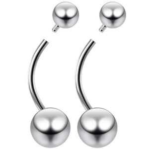 evonix 2pc 14g belly button rings internally threaded navel 1/4 surgical stainless steel internal thread