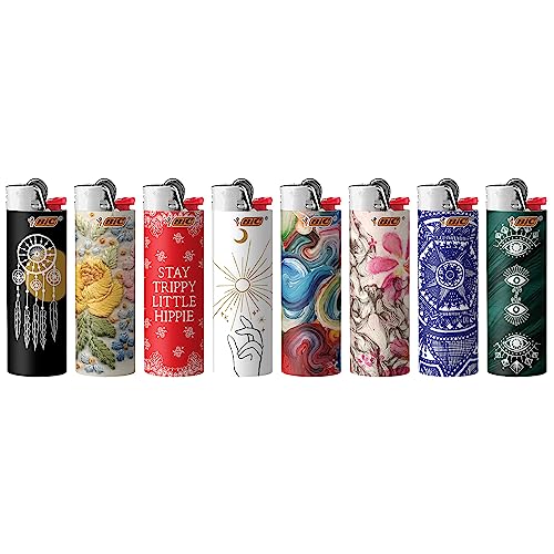 BIC Maxi Pocket Lighter, Special Edition Bohemian Collection, Assorted Unique Lighter Designs, 50 Count Tray of Lighters