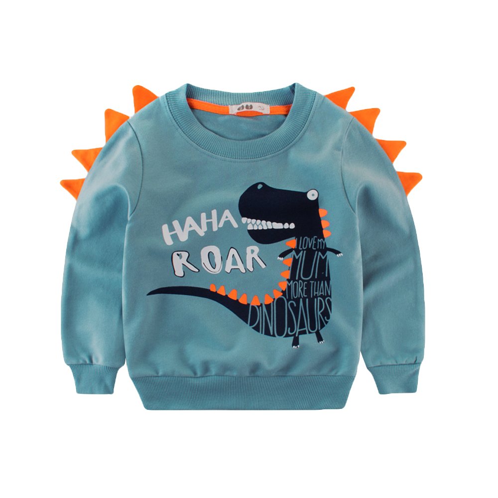 Boys Dinosaur Sweatshirts Toddler Long Sleeve T-Shirts Pullover Cartoon Tee Sport Tops for Kids 4T